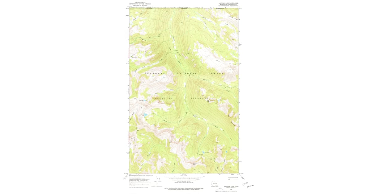 1969 Map of Ashnola Pass, Okanogan County, WA — High-Res, 1977 Print ...