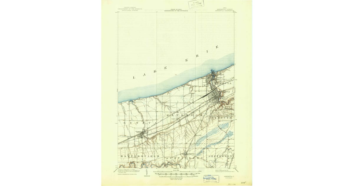 1905 Map of Ashtabula, OH — High-Res, 1945 Print | Pastmaps