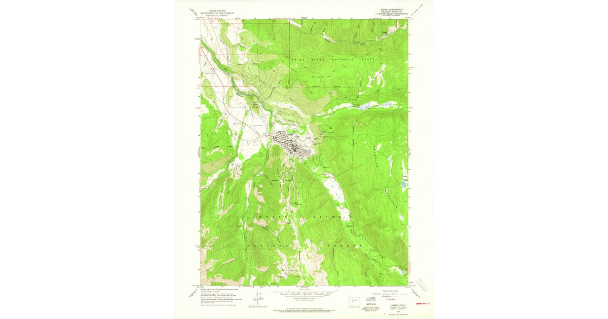 1960 Map of Aspen, CO — High-Res | Pastmaps