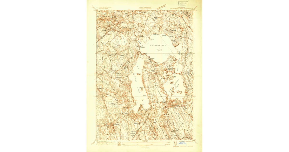 1937 Map of Assawompset Pond, Plymouth County, MA — High-Res | Pastmaps