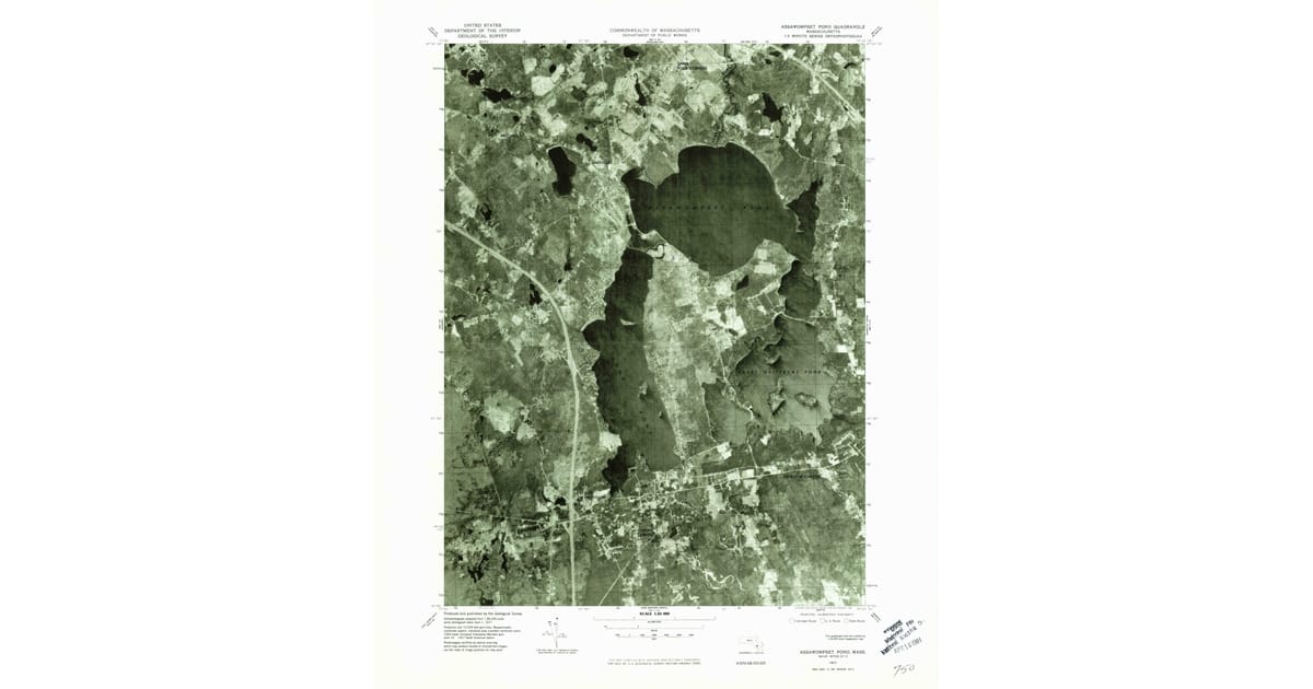 1977 Map of Assawompset Pond, Plymouth County, MA — High-Res | Pastmaps
