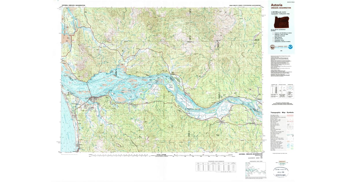 1981 Map of Astoria, OR — High-Res, 1989 Print #2 | Pastmaps