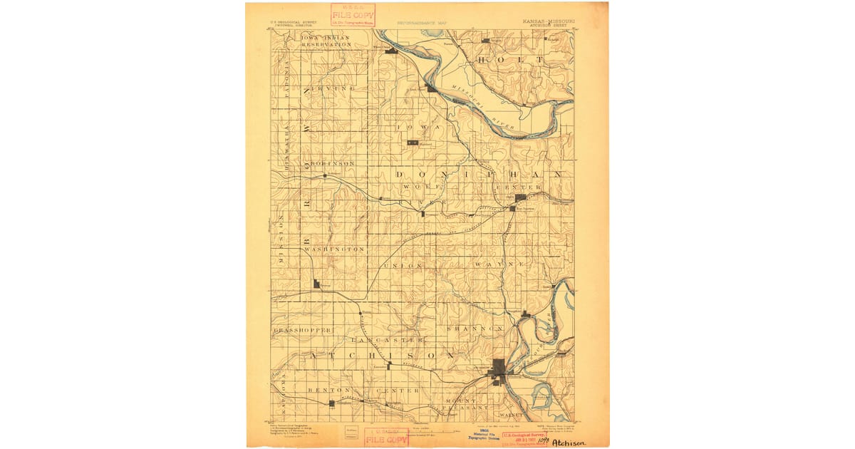 1893 Map of Atchison, KS — High-Res, 1900 Print | Pastmaps
