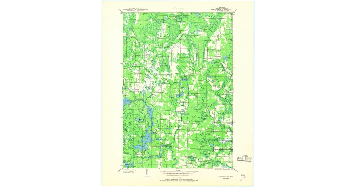 1940 Map of Athelstane, Marinette County, WI — High-Res | Pastmaps