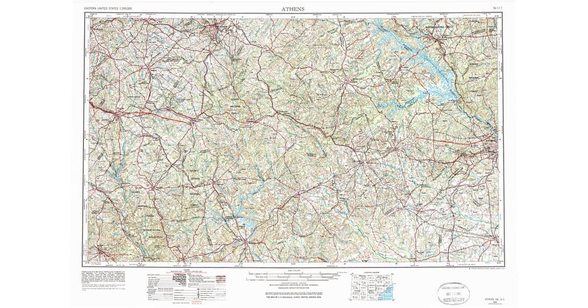 1953 Map of Athens, GA — High-Res, 1974 Print | Pastmaps