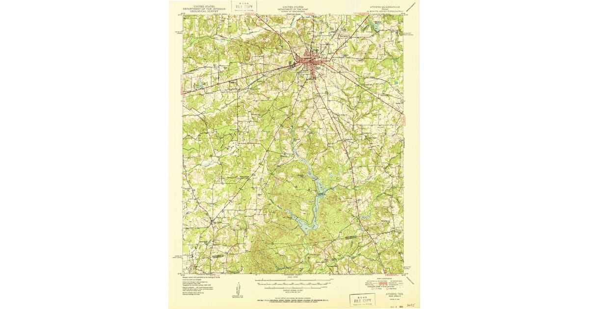 1950 Map of Athens, TX — High-Res | Pastmaps