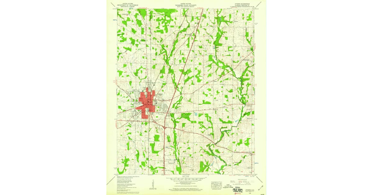 1958 Map of Athens, AL — High-Res | Pastmaps