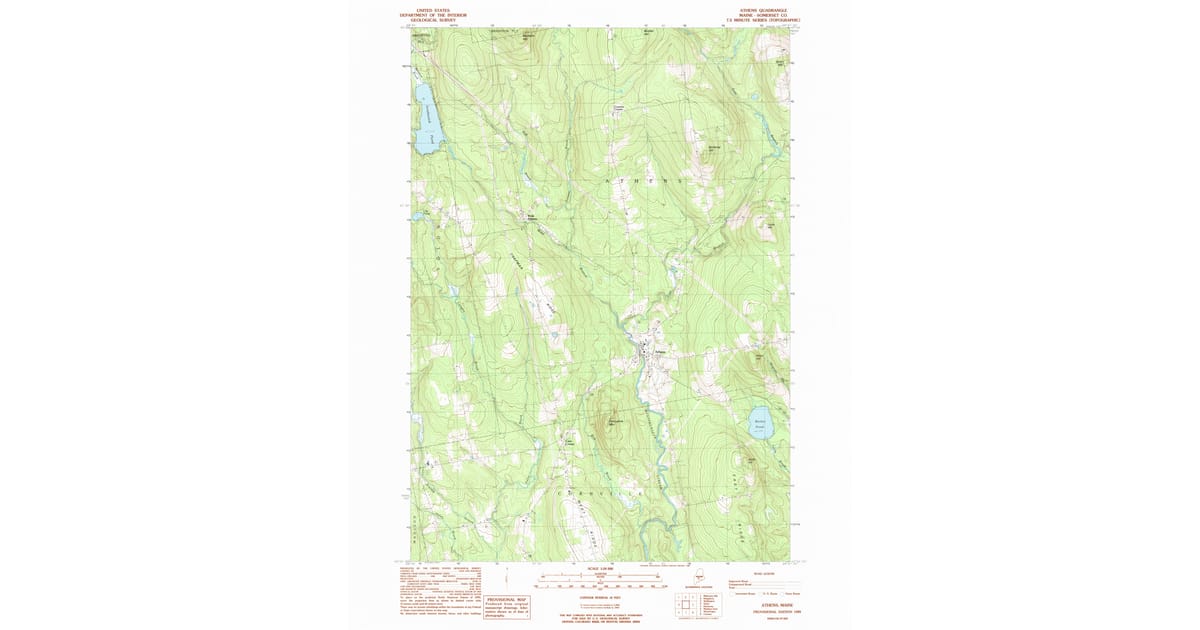 1989 Map of Athens, Somerset County, ME — High-Res | Pastmaps