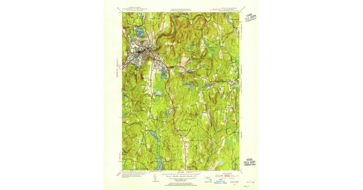 1954 Map of Athol, Worcester County, MA — High-Res | Pastmaps