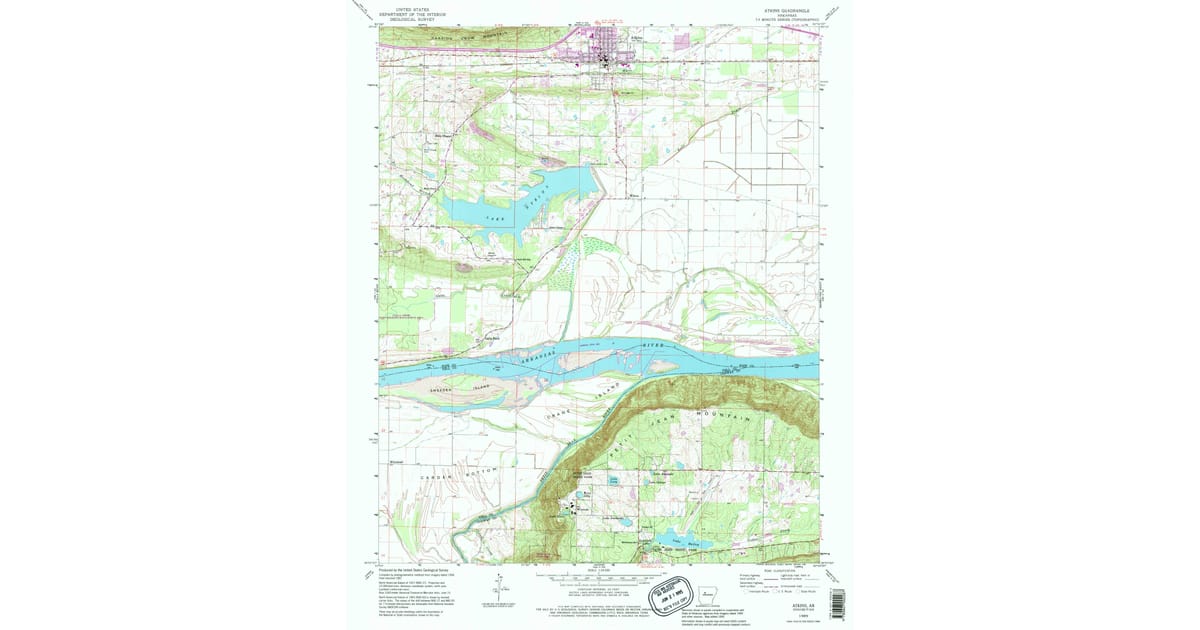 1989 Map of Atkins, AR — High-Res | Pastmaps