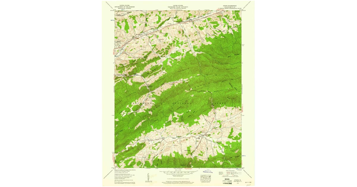 1958 Map of Atkins, VA — High-Res | Pastmaps