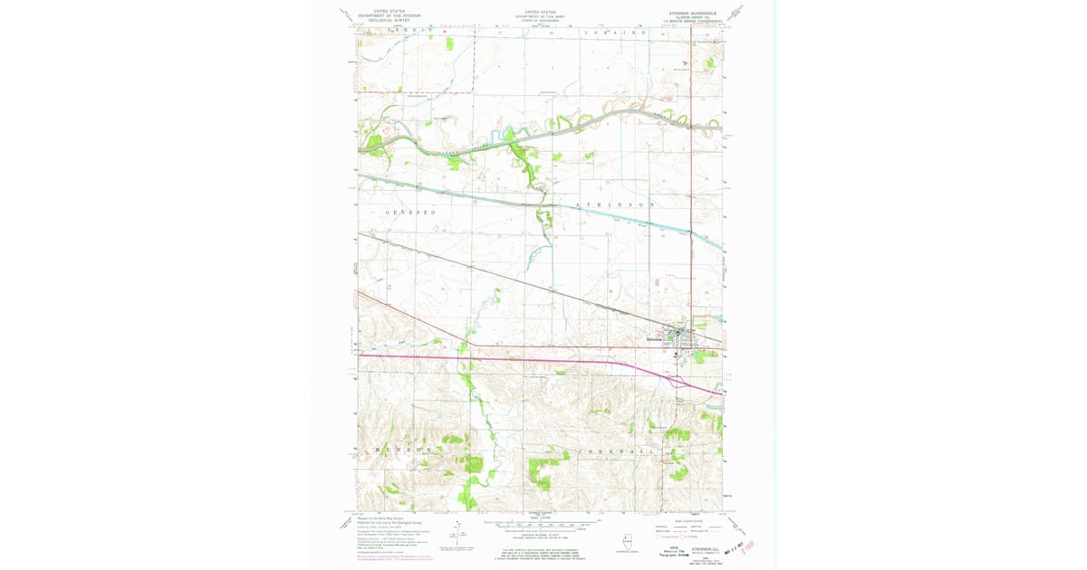 1953 Map of Atkinson, IL — High-Res, 1977 Print | Pastmaps