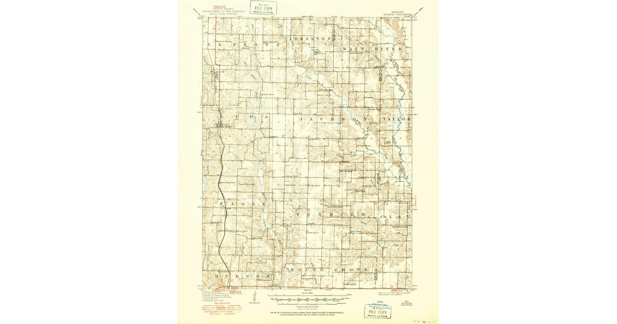 1908 Map of Atlanta, MO — High-Res, 1950 Print | Pastmaps