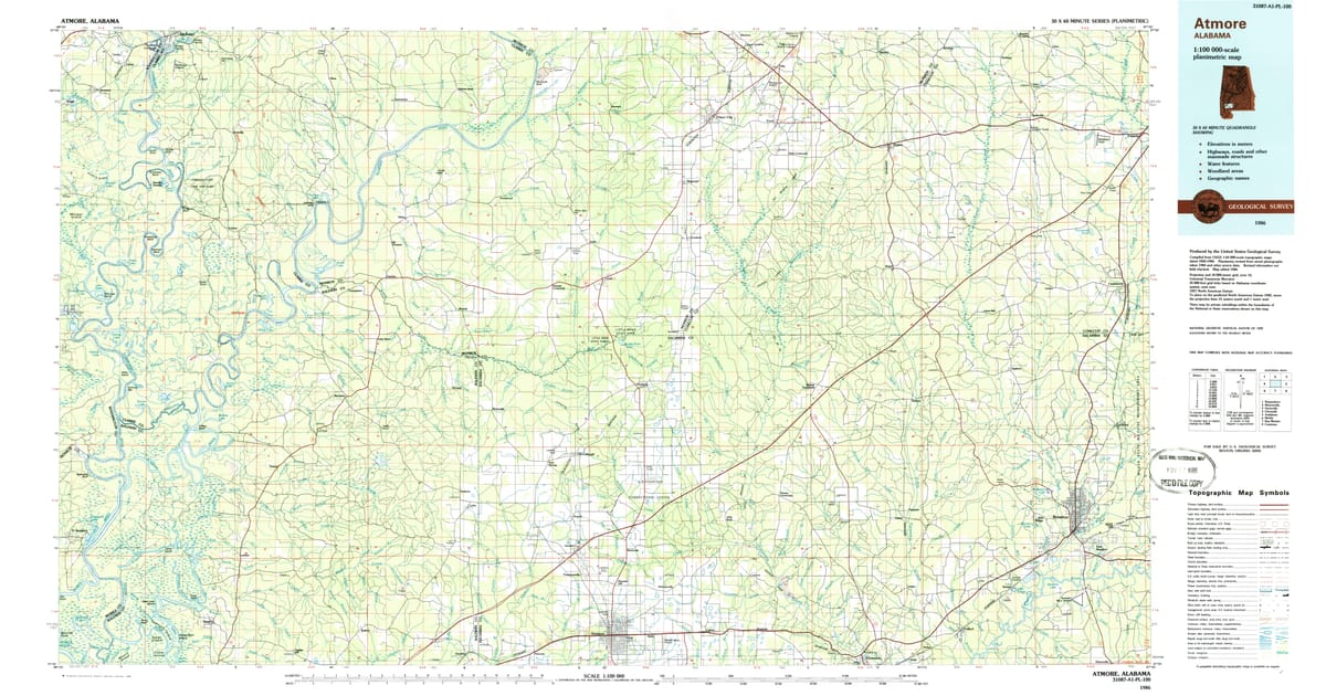 1986 Map of Atmore, AL — High-Res | Pastmaps