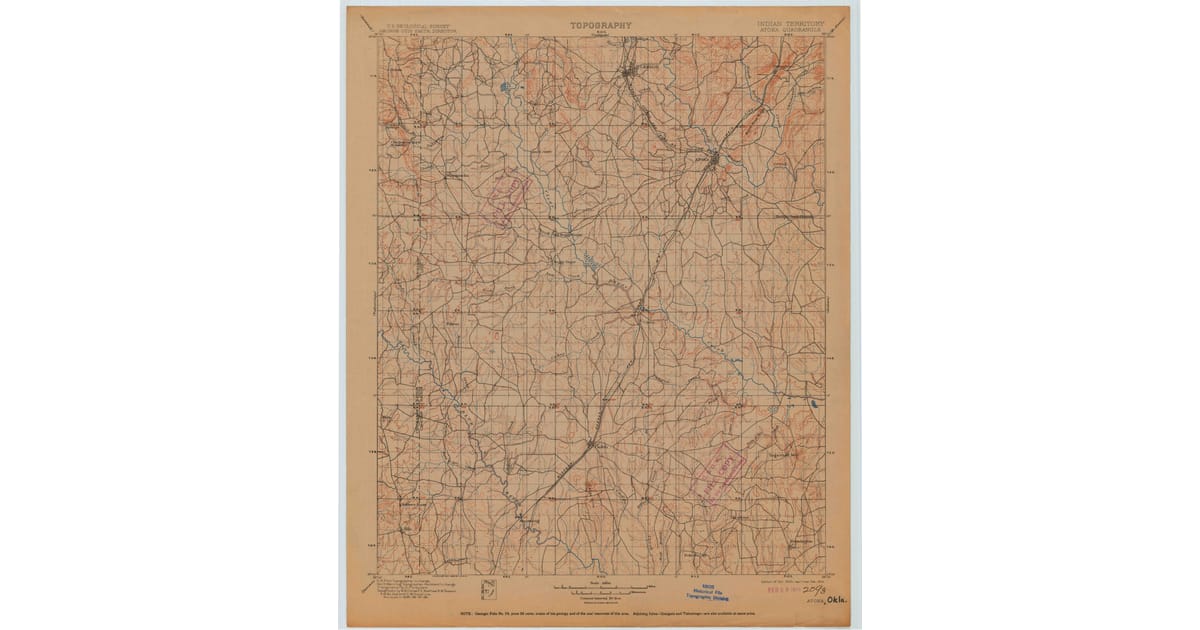 1900 Map of Atoka, OK — High-Res, 1914 Print | Pastmaps
