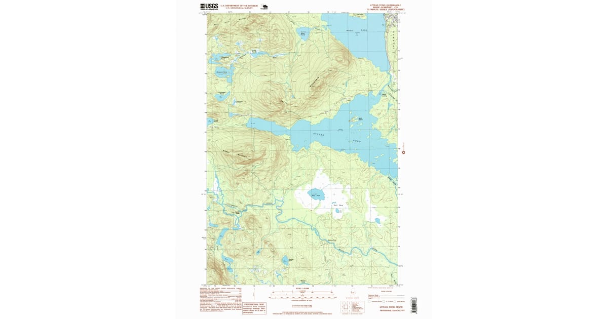 1997 Map of Attean Pond, Somerset County, ME — High-Res | Pastmaps