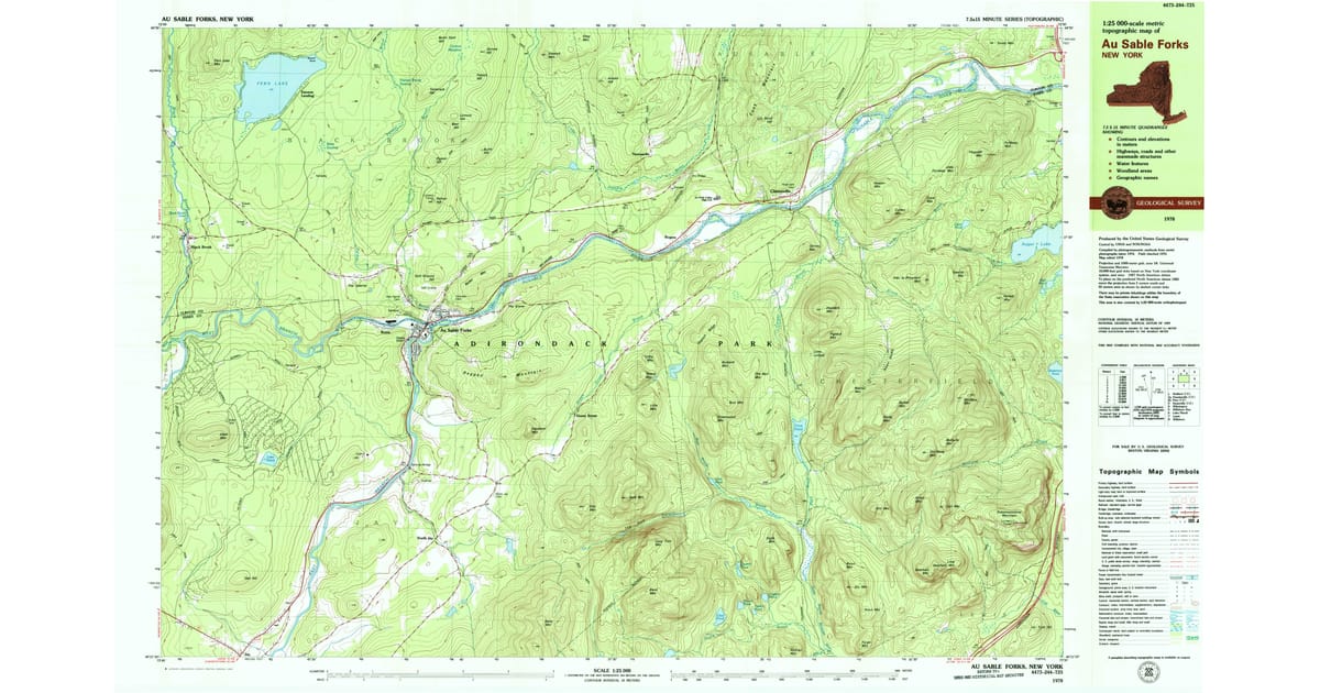 1978 Map of Au Sable Forks, NY — High-Res | Pastmaps