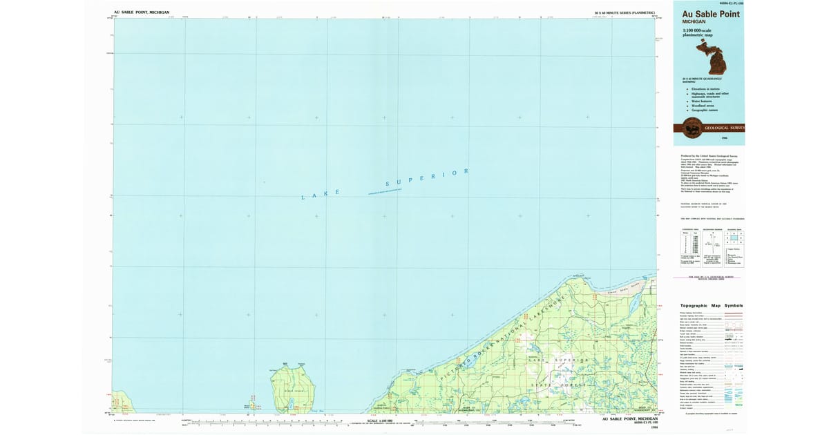 1984 Map of Au Sable Point, Alger County, MI — High-Res | Pastmaps