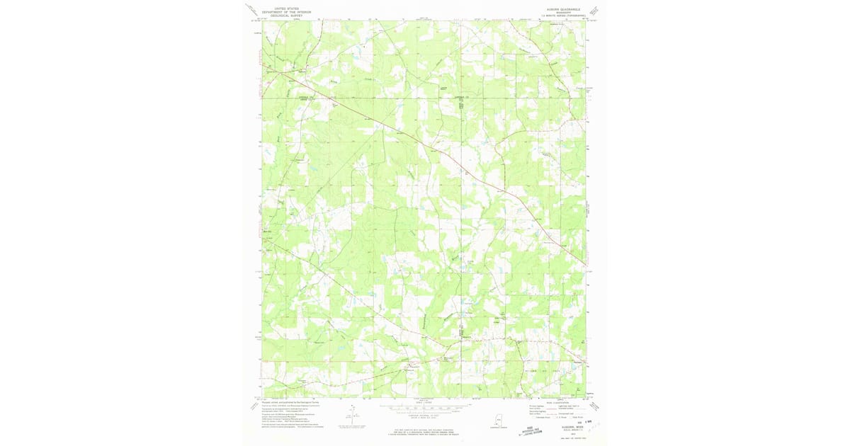 1972 Map of Auburn, Amite County, MS — High-Res | Pastmaps