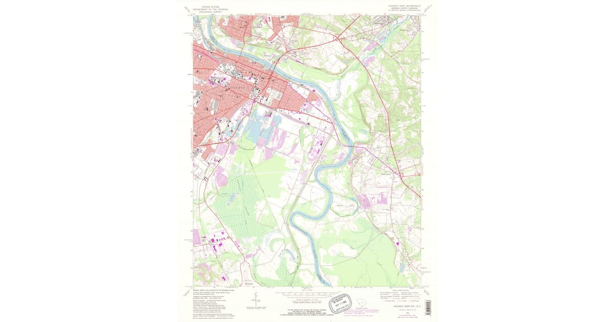 1965 Map of Augusta East, Richmond County, GA — High-Res, 1981 Print #2 ...