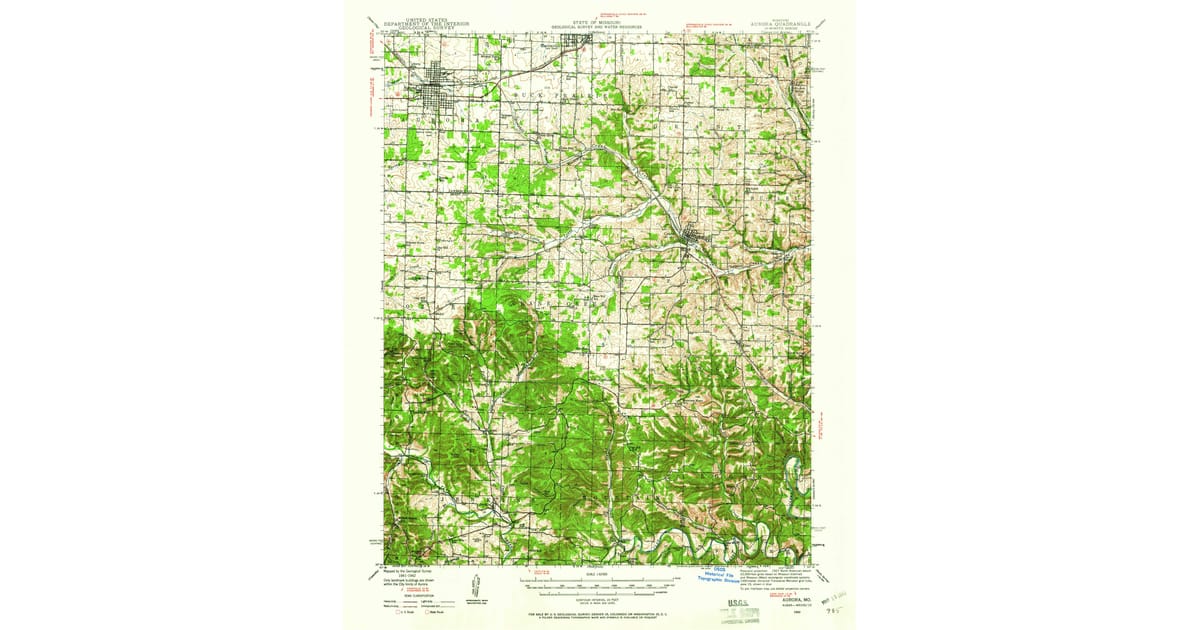 Old Maps of Aurora, MO for Metal Detecting | Pastmaps