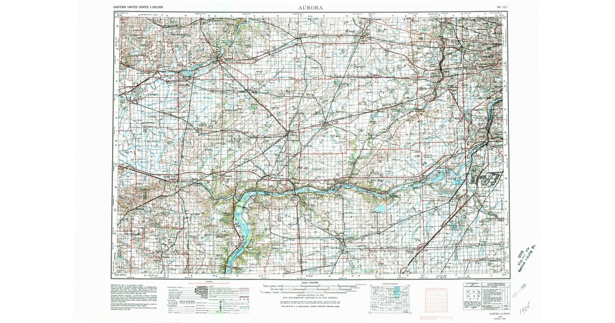 1958 Map of Aurora, IL — High-Res, 1981 Print | Pastmaps