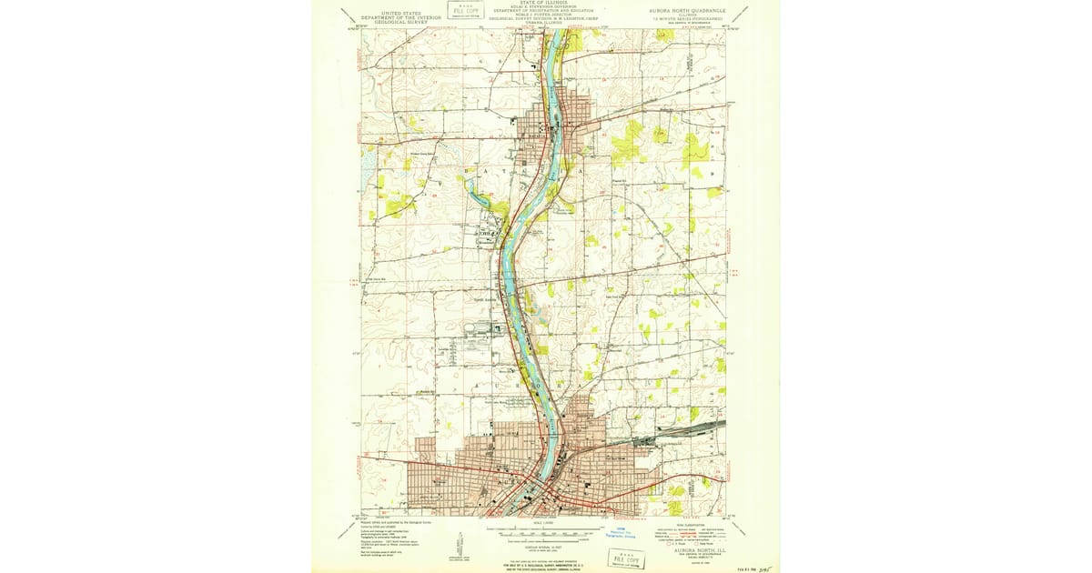 1950 Map of Aurora North, Kane County, IL — High-Res | Pastmaps