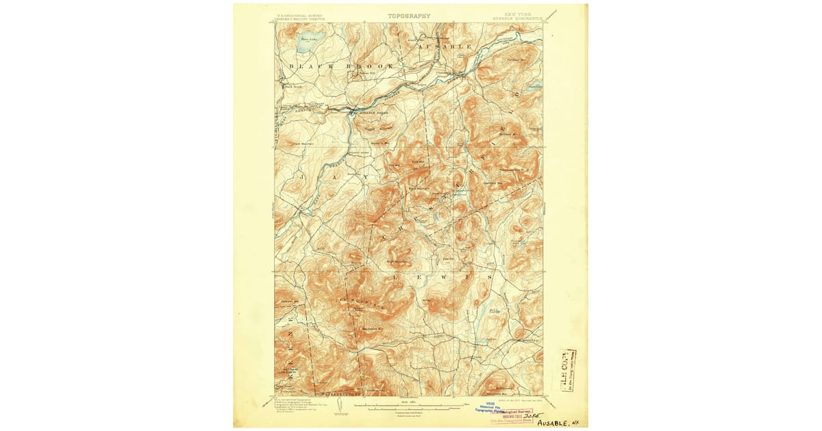 1903 Map of Ausable, Essex County, NY — High-Res, 1905 Print | Pastmaps
