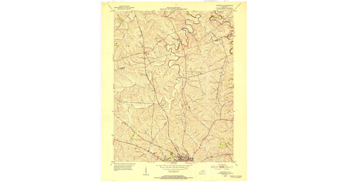 1952 Map of Austerlitz, Clark County, KY — High-Res | Pastmaps