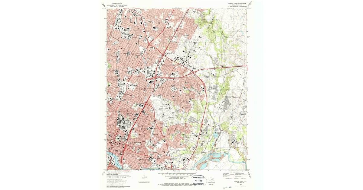 1988 Map of Austin East, Travis County, TX — High-Res | Pastmaps