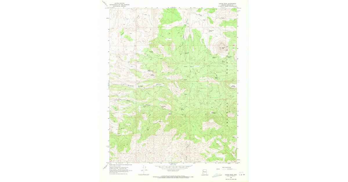 1968 Map of Austin Peak, Mohave County, AZ — High-Res | Pastmaps