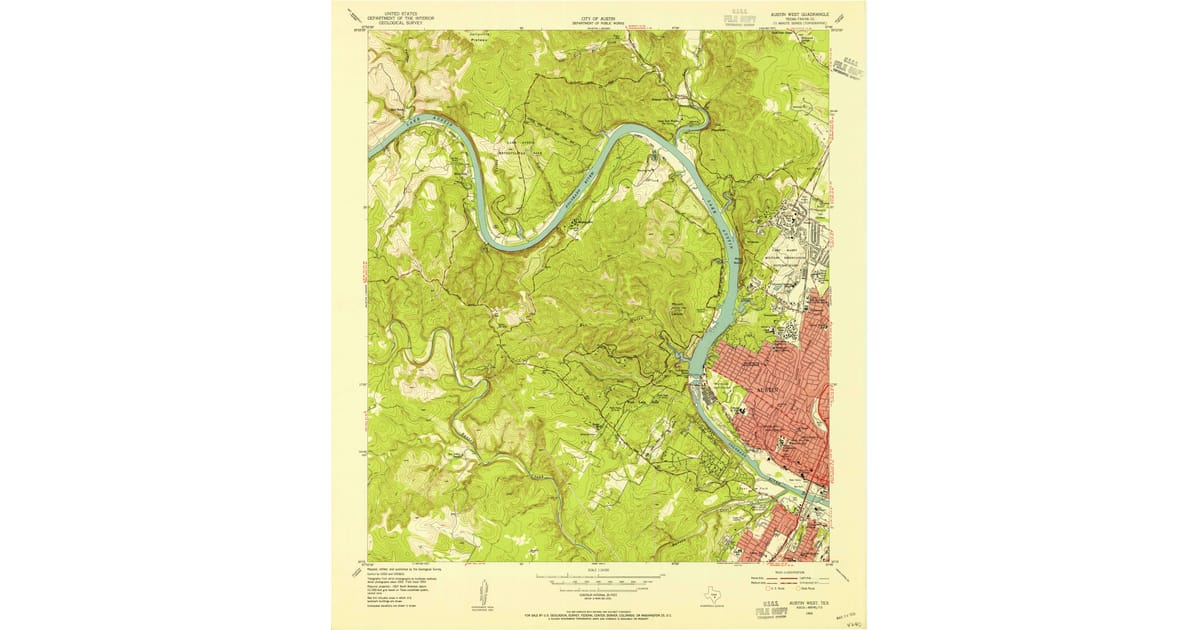 1954 Map of Austin West, Travis County, TX — High-Res | Pastmaps