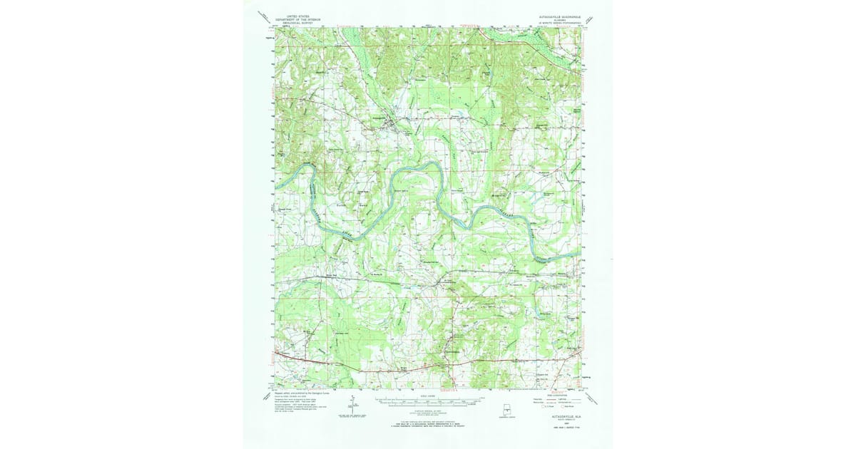 1957 Map of Autaugaville, AL — High-Res, 1968 Print | Pastmaps