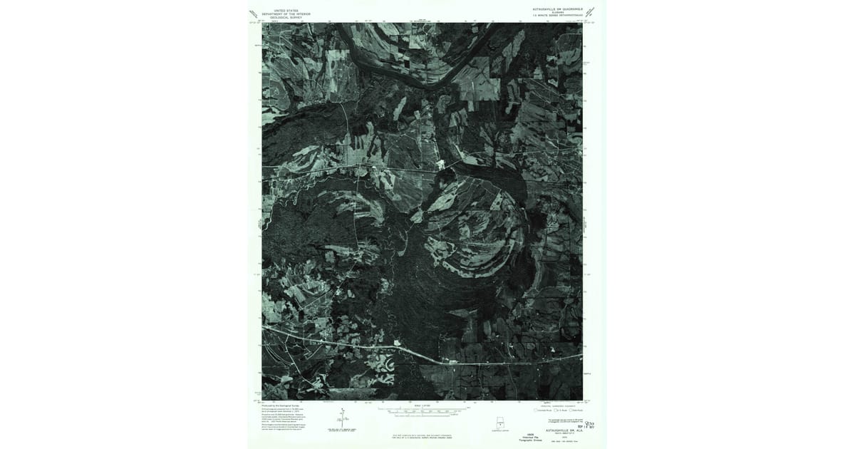 1975 Map of Autaugaville SW, Lowndes County, AL — High-Res | Pastmaps
