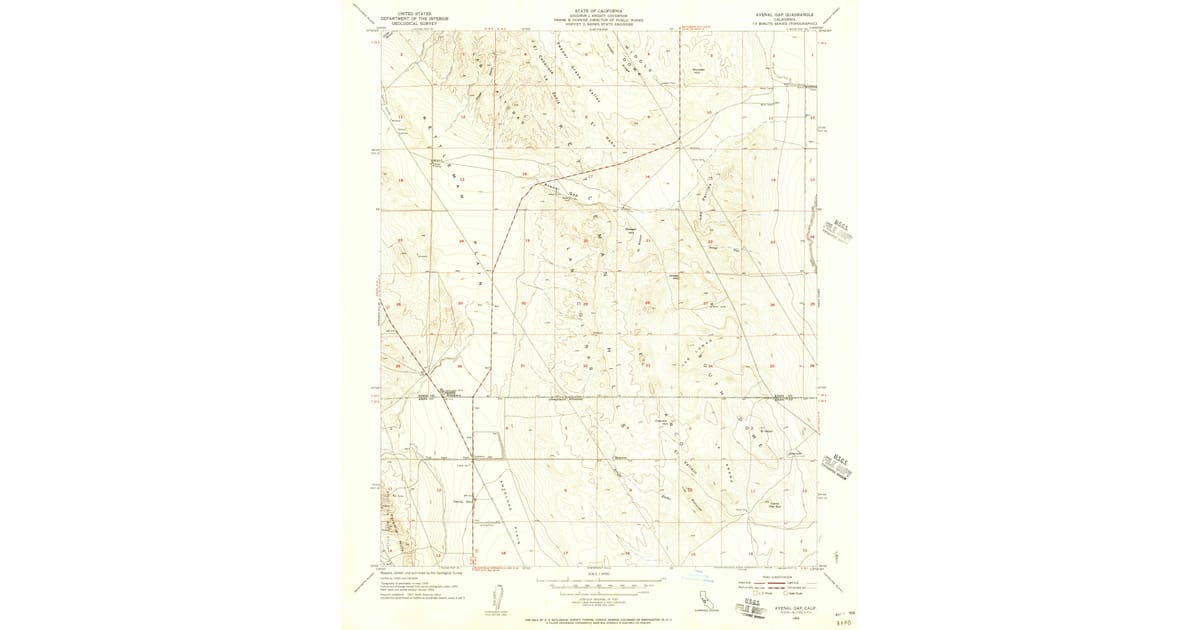 1954 Map of Avenal Gap, Kings County, CA — High-Res | Pastmaps