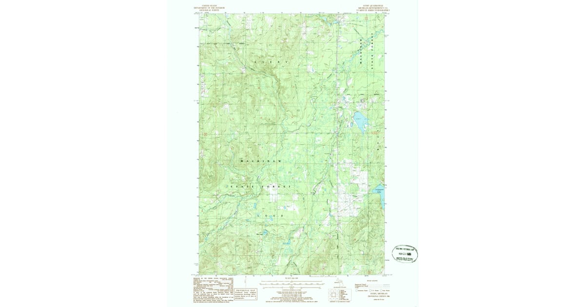 1986 Map of Avery, Montmorency County, MI — High-Res | Pastmaps