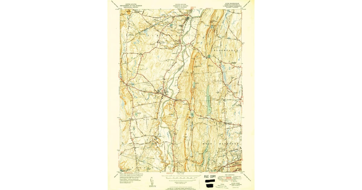 1951 Map of Avon, Hartford County, CT — High-Res | Pastmaps