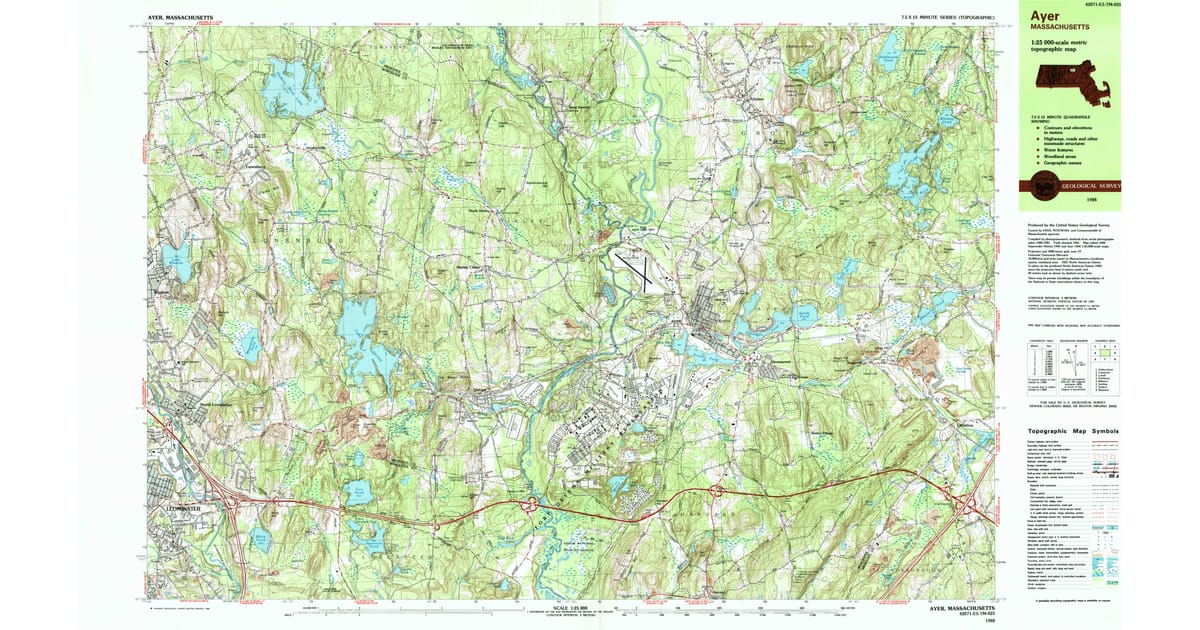 1988 Map of Ayer, Middlesex County, MA — High-Res | Pastmaps