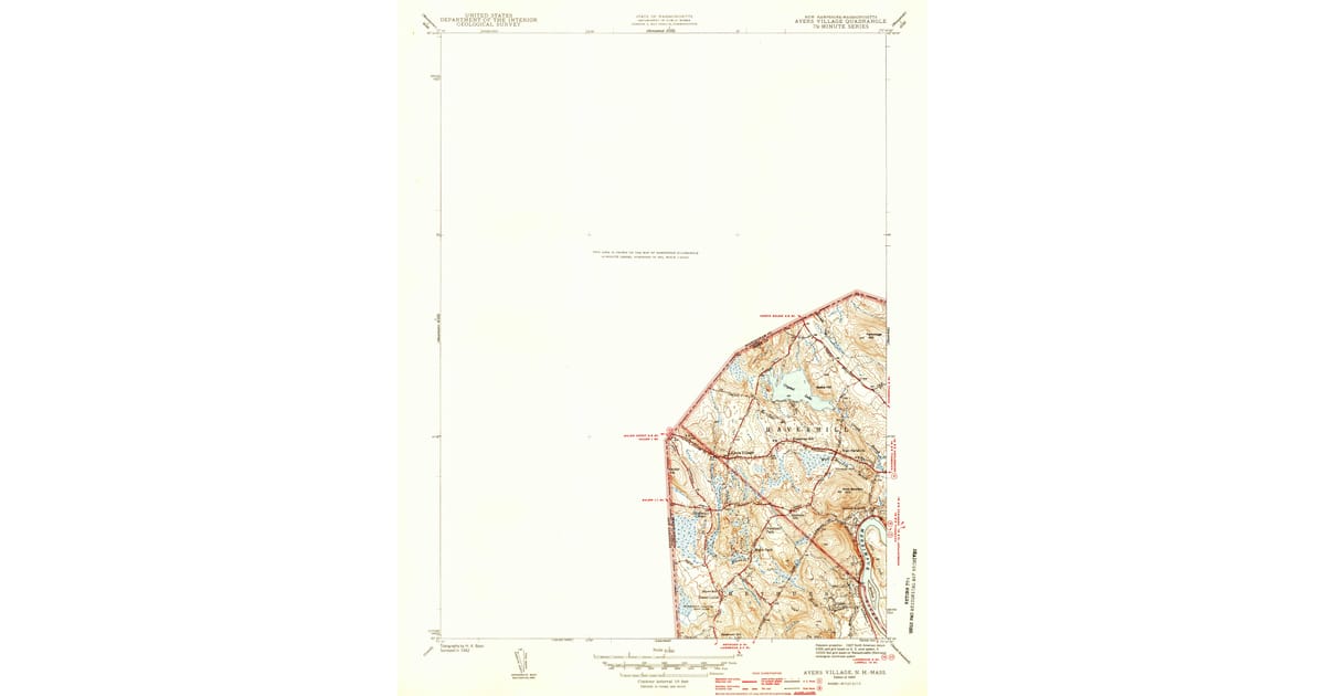 1943 Map of Ayers Village, Rockingham County, NH — High-Res, 1943 Print ...