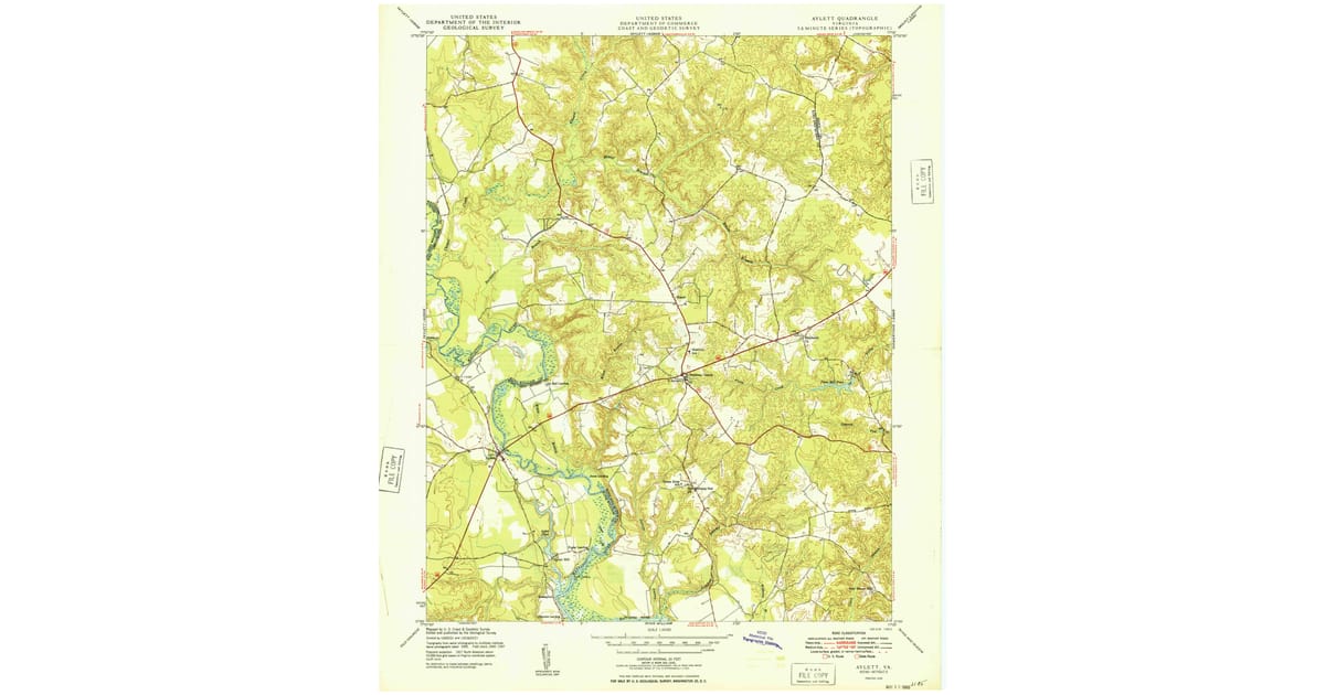 1949 Map of Aylett, King and Queen County, VA — High-Res, 1949 Print #2 ...