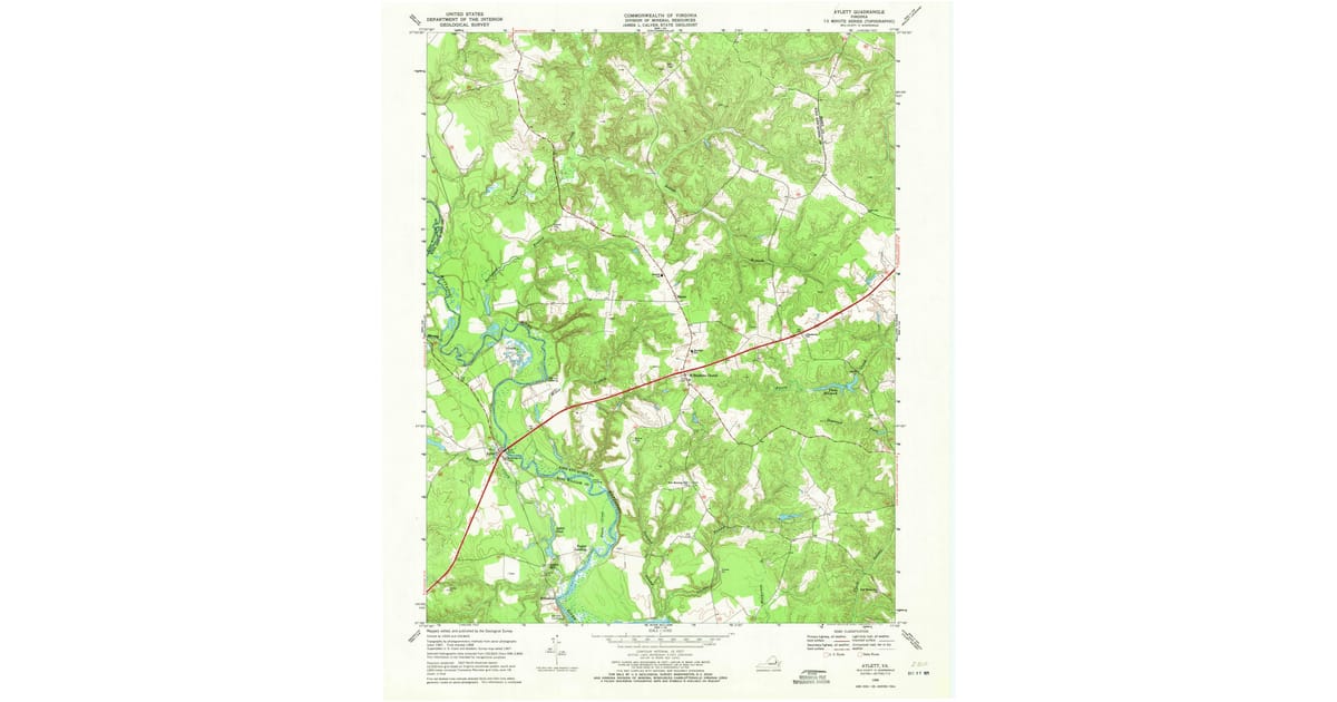 1968 Map of Aylett, King and Queen County, VA — High-Res | Pastmaps