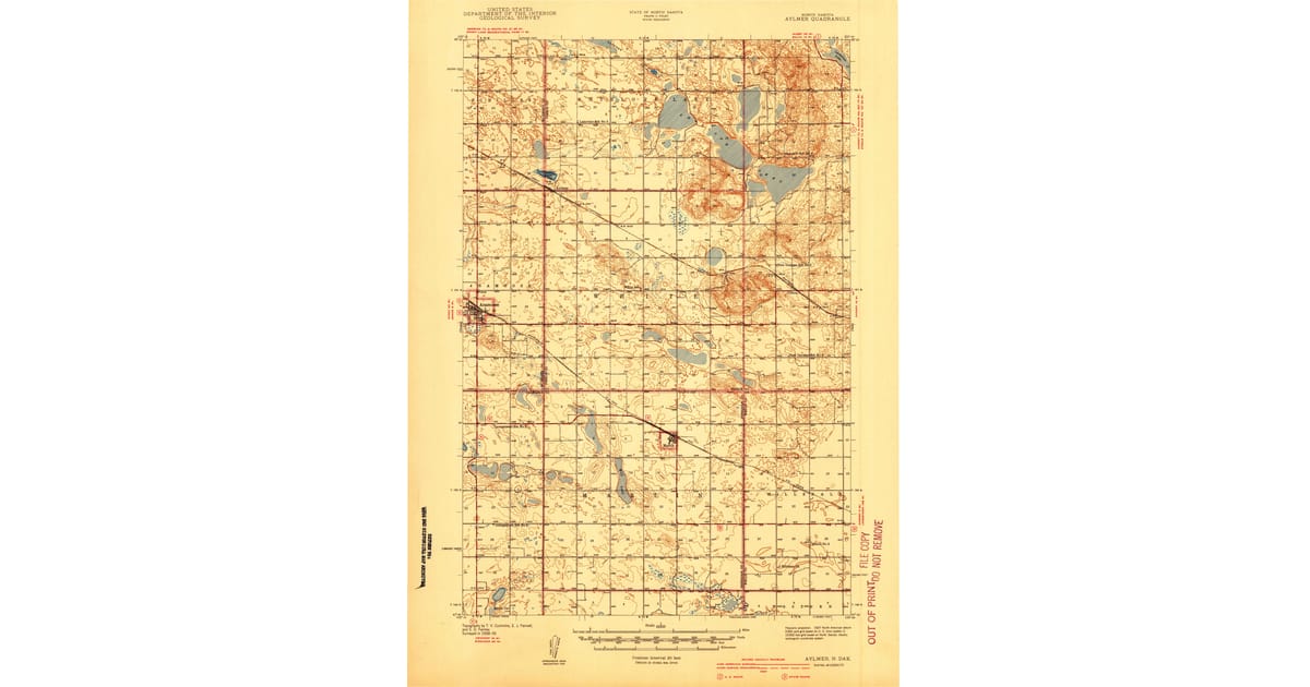 1940 Map of Aylmer, Pierce County, ND — High-Res, 1940 Print #3 | Pastmaps