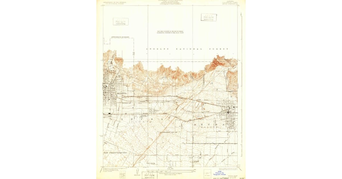 1928 Map of Azusa, CA — High-Res, 1932 Print | Pastmaps
