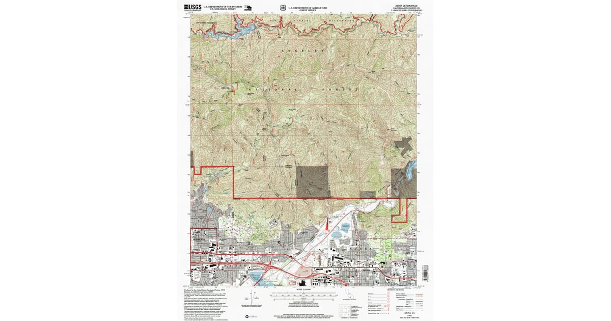 1995 Map of Azusa, CA — High-Res | Pastmaps