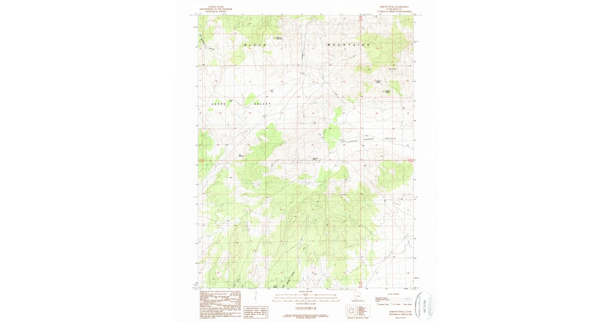 1989 Map of Baboon Peak, Iron County, UT — High-Res | Pastmaps