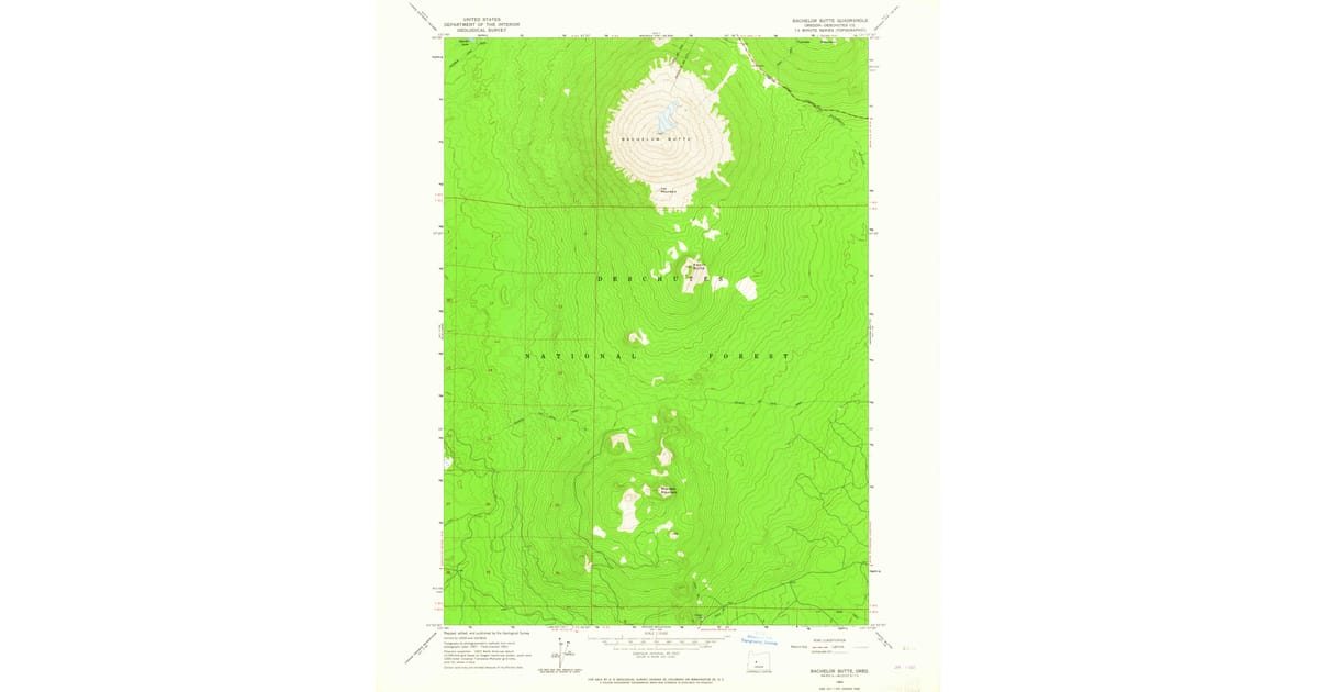 1963 Map of Bachelor Butte, Deschutes County, OR — High-Res | Pastmaps