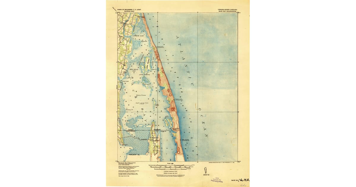 1916 Map of Back Bay, Virginia — High-Res | Pastmaps