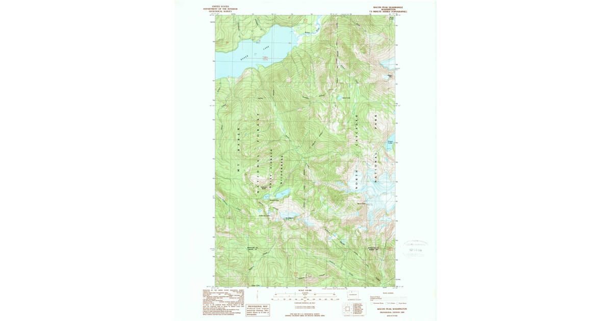 1989 Map of Bacon Peak, Whatcom County, WA — High-Res | Pastmaps