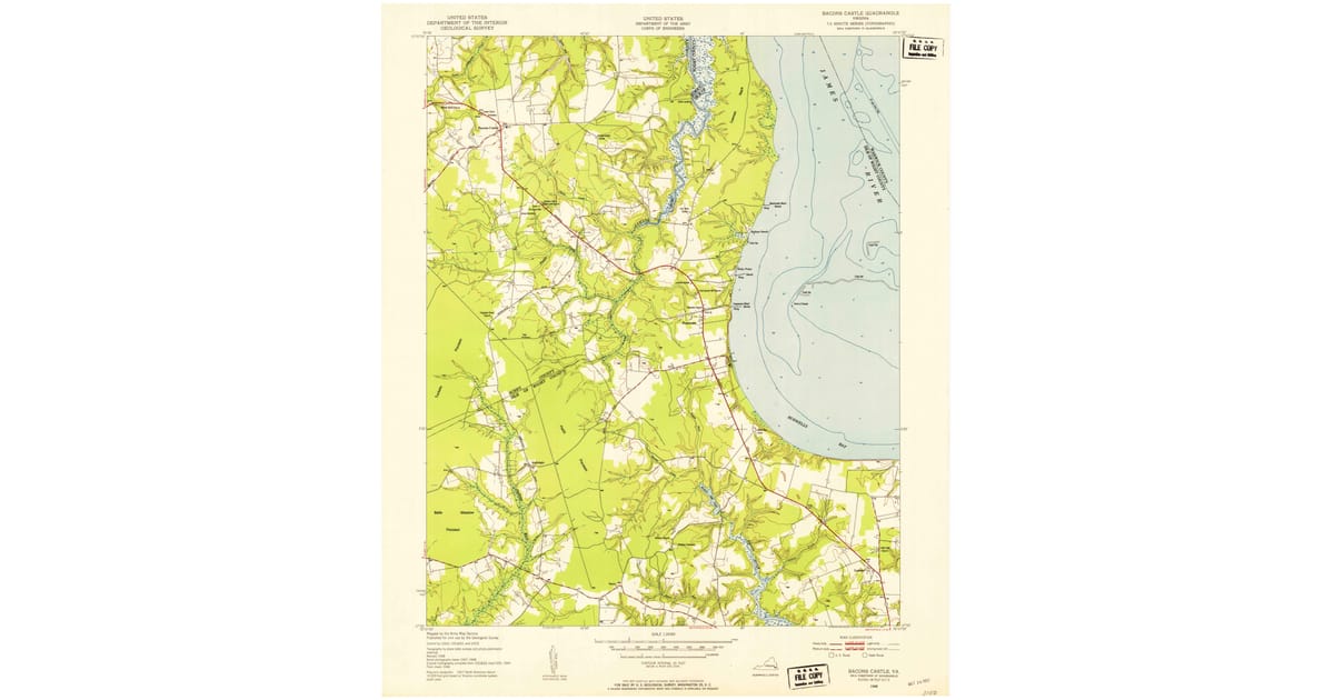 1948 Map of Bacons Castle, Isle of Wight County, VA — High-Res | Pastmaps