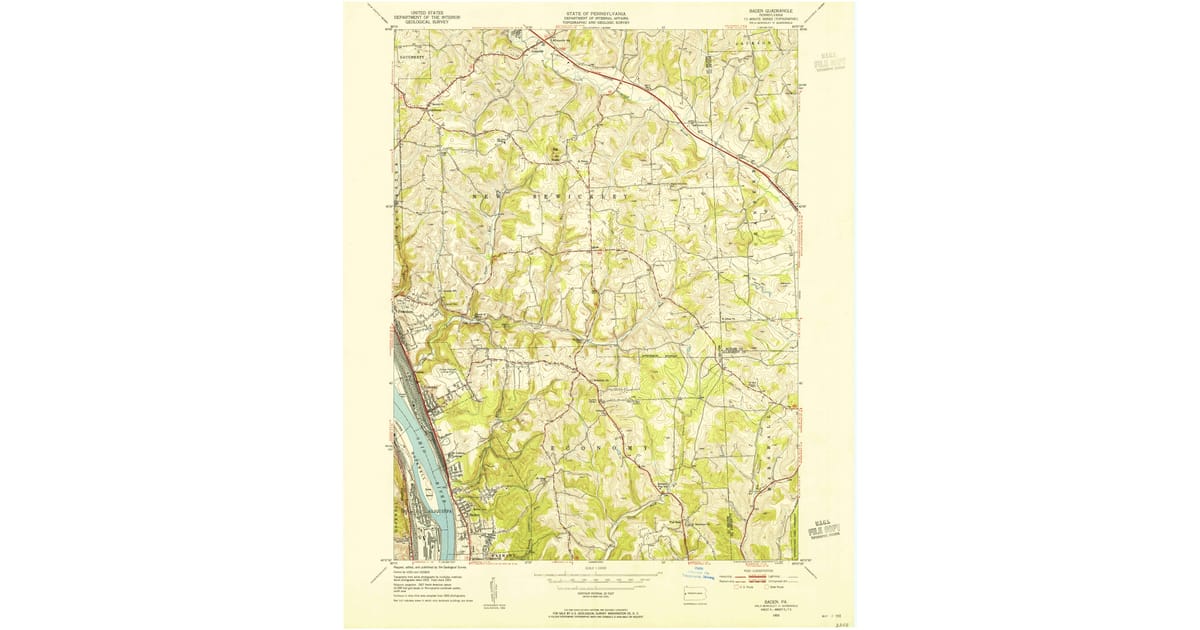 1953 Map of Baden, PA — High-Res | Pastmaps